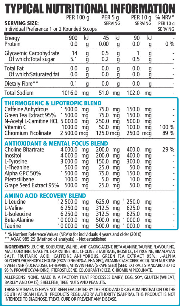 Amino Burn Sachet Box - Nutritional Performance Labs