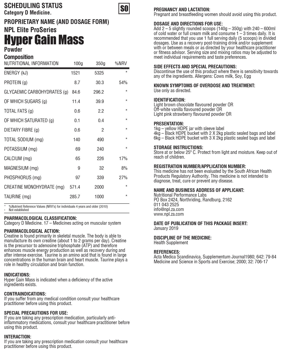 Hyper Gain Mass Gainer - Nutritional Performance Labs