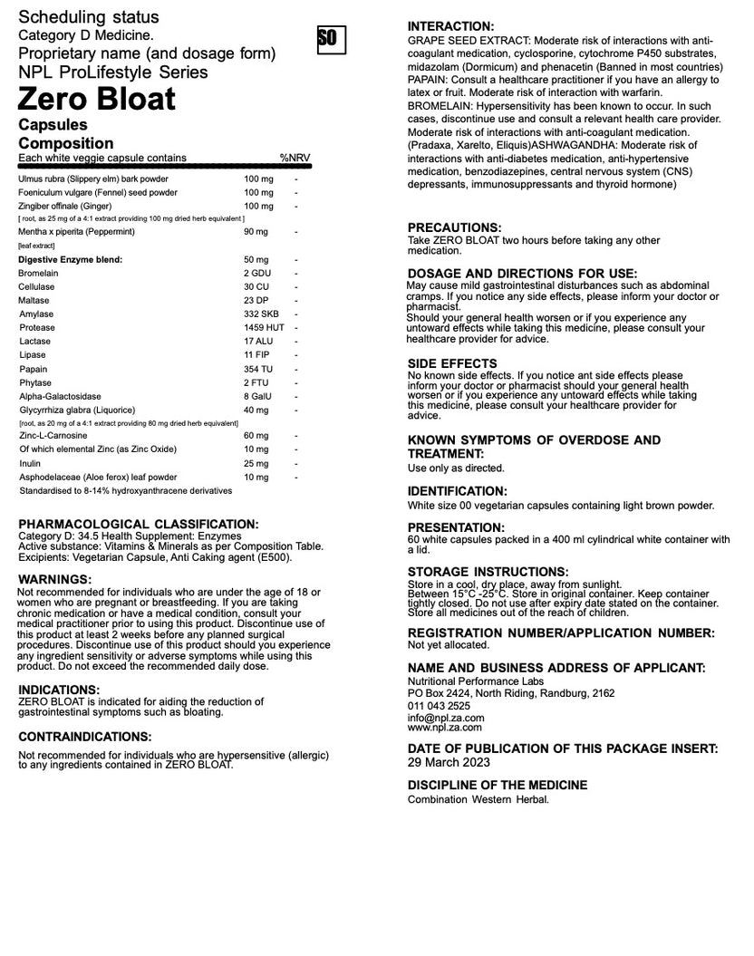 Zero Bloat - Nutritional Performance Labs