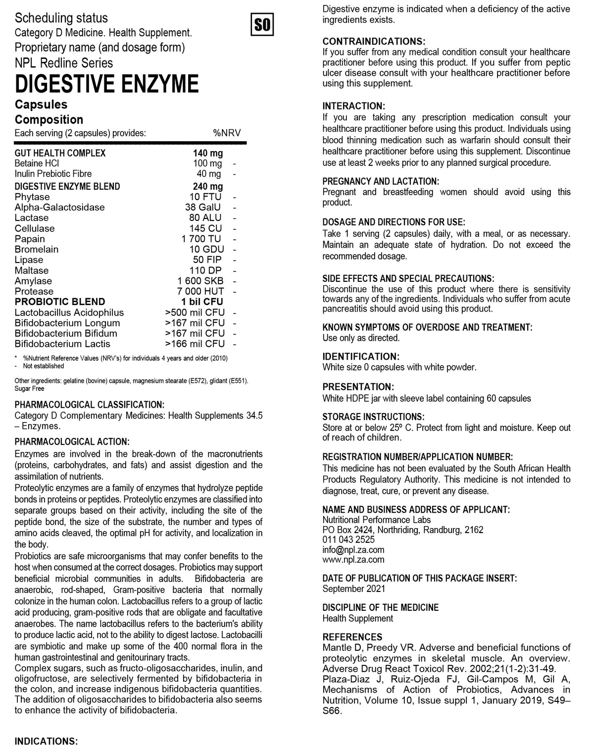 NPL Digestive Enzyme - Nutritional Performance Labs