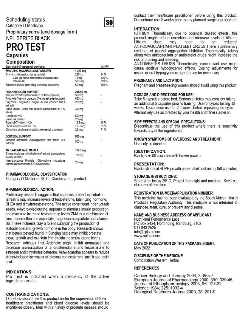 NPL Pro Test - NPL Testosterone Booster - Nutritional Performance Labs