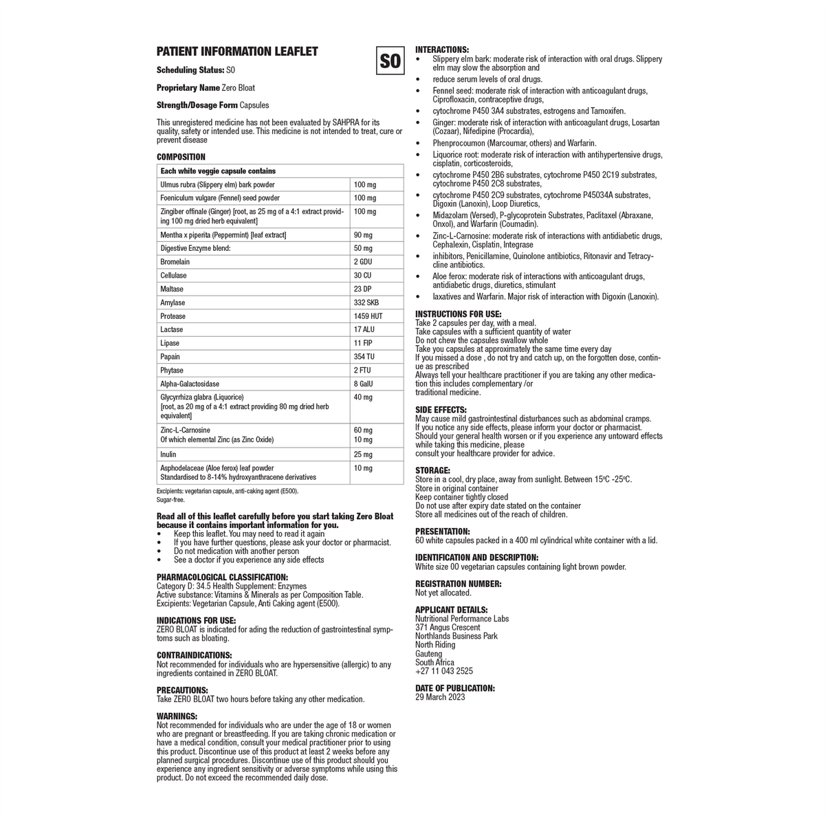 Zero Bloat - Nutritional Performance Labs